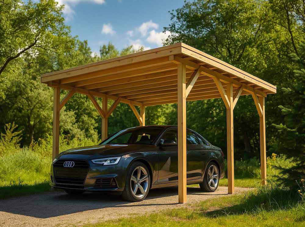 Tettoie per auto in legno - Tettoie esterne | CasaCasette